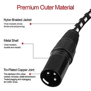 VANDESAIL XLR Cable, 3ft 2 Pack Microphone Cable, XLR Male to Female Balanced Microphone Cord 3 pin, 3 Foot Short mic Cord