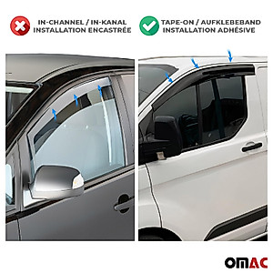 OMAC Window Visor Vent Rain Guard Deflector for Ford Transit 2015-2020 Smoke 2X
