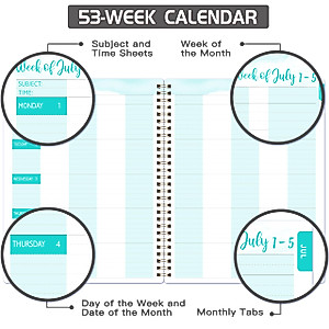 Teacher Planner 2024-2025 - Weekly & Monthly Lesson Plan Book, July 2024 - June 2025, 8" x 10", Academic Planner with Twin-Wire Binding for Teachers - Apple
