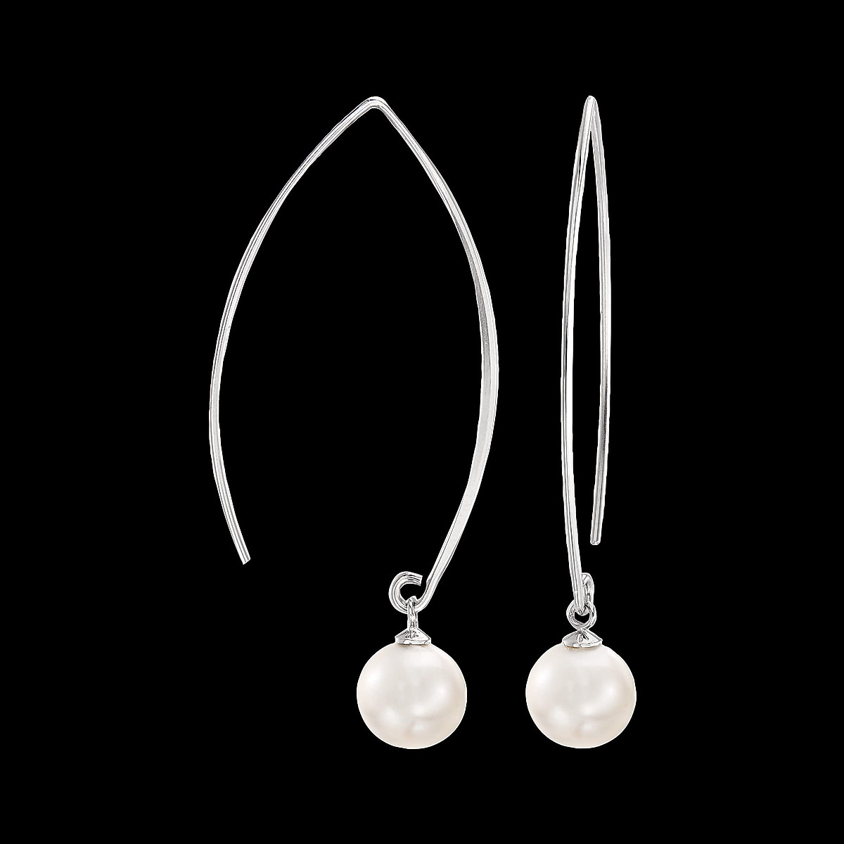 Ross-Simons 8-8.5mm Cultured Pearl Threader Drop Earrings