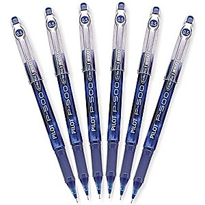 Pilot Precise P-500 Gel Ink Rolling Ball Pens, Extra Fine Point, Blue Ink, 6 Pens.