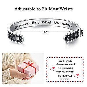 TONY & SANDY Friend Gifts for Women Be Brave Be Strong Be Badass Bracelet Inspirational Birthday Stocking Stuffers Adults Daughter Granddaughter Motivational Anxiety Sober Sun Moon Jewelry