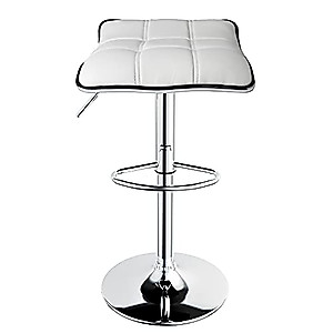 ErgoDesign Bar Stools Set of 2, Square Backless Adjustable Bar Stools, Swivel Bar Stool, Barstools Set of 2 (White)