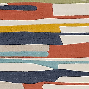 Southfields Modern Farmhouse Contemporary Living Room Bedroom Kids Room Multicolor Area Rug - Colorful Rainbow Striped Modern Rug Carpet - Red, Yellow, Blue, Green - 5'3" x 7'3"