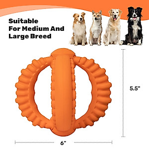 IFurffy Interactive Dog Toys, Dog Chew Toys with 2 Rings for Large Breed, Detachable Dog Tug Toy with Nature Rubber for Teeth Cleaning and Fetch Training