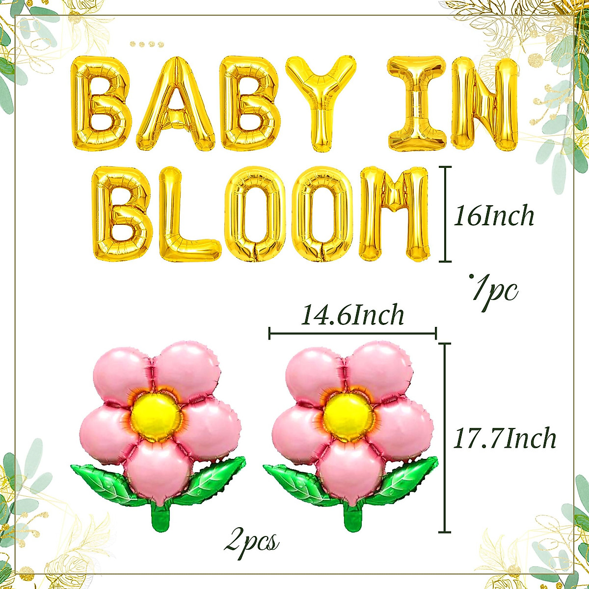 JeVenis Baby in Bloom Balloons Baby in Bloom Banner Baby In Bloom Baby Shower Decorations Baby In Bloom Backdrop Floral Baby Shower Decorations