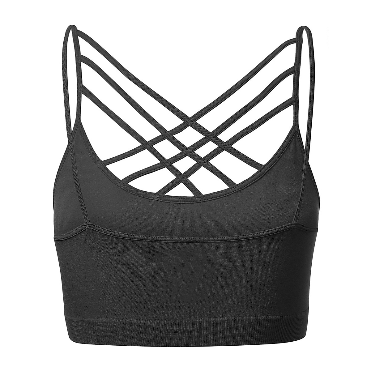 Basic Criss Cross Strappy Backless Racerback Seamless Bralette MIDGREY 1X2X