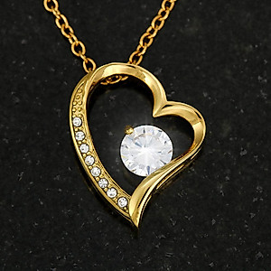 To My Beautiful Wife Necklace From Husband Hotwife Jewelry For Women Birthday Gifts For Wife Birthday Necklaces For Women Forever Love Necklace (18k Yellow Gold Finish (Luxury Box))