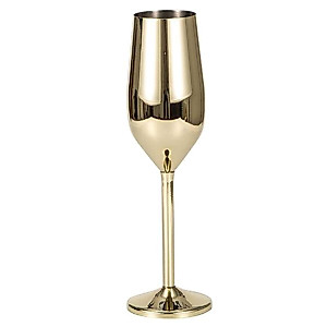 VERISA Stainless Steel gold champagne flutes Set of 2, moet champagne mimosa flutes 200ML Unbreakable champagne flutes for Wedding, mocktail glasses,bride and groom champagne glasses
