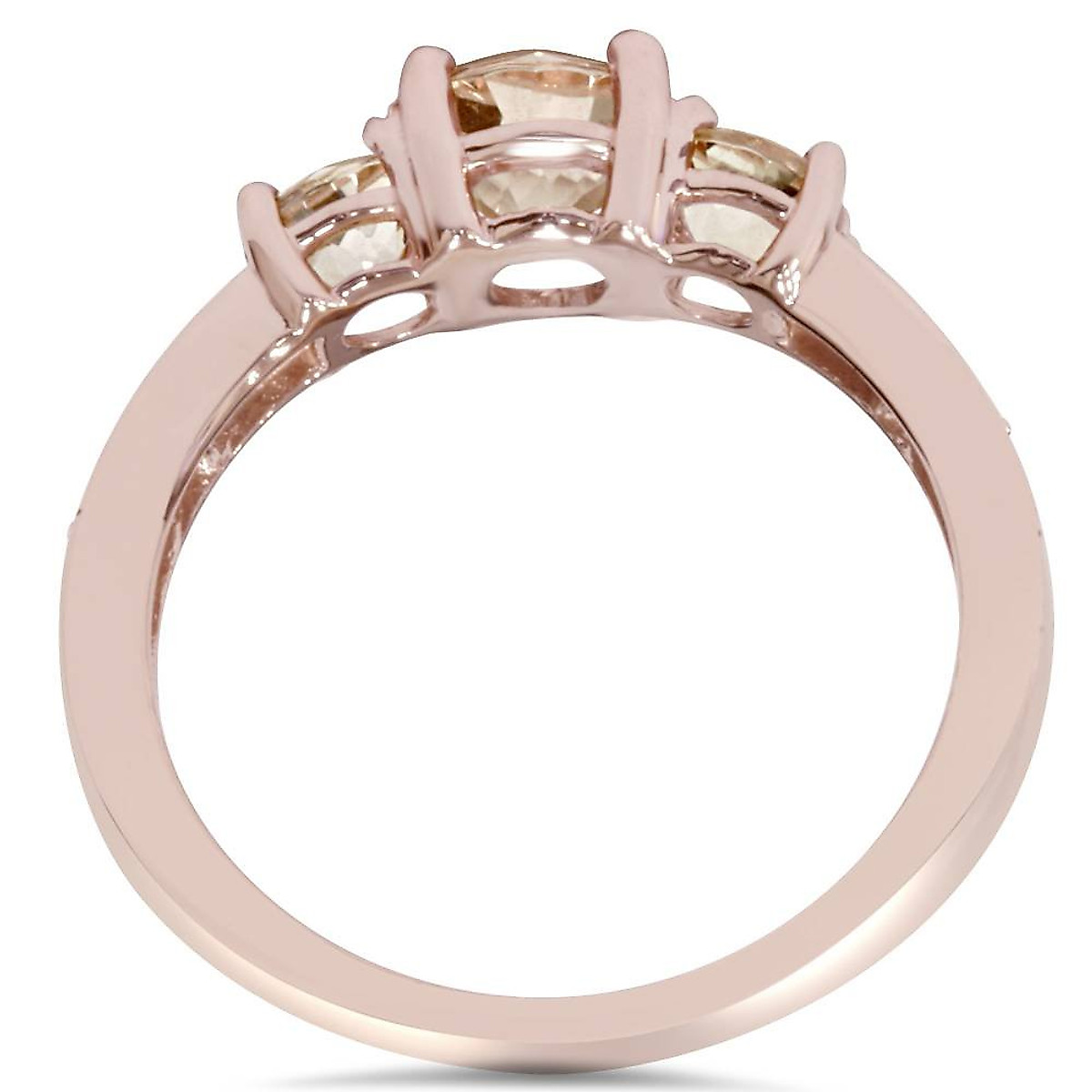 P3 POMPEII3 1 1/2CT Morganite & Diamond 3-Stone Engagement Ring 14K Rose Gold - Size 7