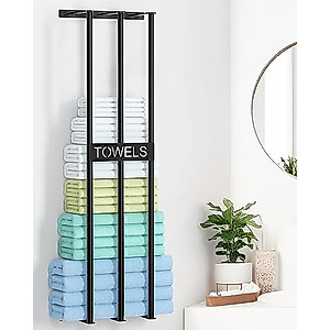 Towel Racks for Bathroom Wall Mounted, 3 Bar Towel Storage for Small Bathroom, 31.5in Bath Towel Holder for Rolled Towels, Metal Towel Organizer for Folded Large Towel Washcloths, Black