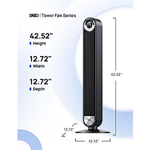 Dreo Tower Fan for Bedroom, 42 Inch Bladeless Fan, 90° Oscillating Fan, Quiet Floor Fan with Remote, LED Display, 6 Speeds 4 Modes, 12H Timer, Standing Fans for Home Living Room Office, Cruiser Pro T2