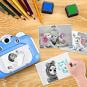 Barchrons Instant Print Digital Kids Camera 1080P Rechargeable Kids Camera Video Camera with 32G SD Card for 6-12 Years Old Birthday Gift