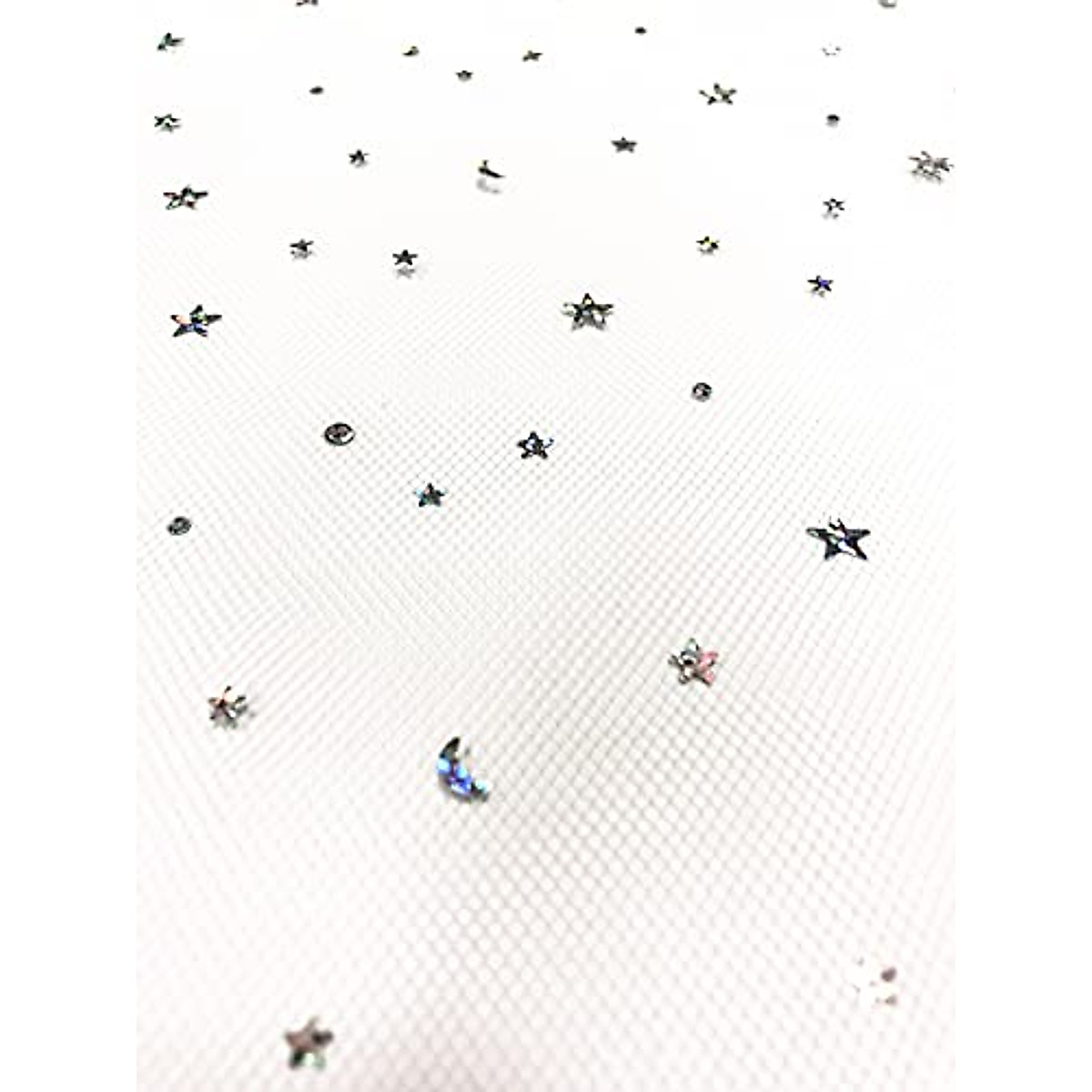 Lauthen.S Tulle Roll Spool Fabric with Sequins Star Moon for Sewing,Table Skirt and Wedding Birthday Baby Shower Party Decoration 6 Inches by 25 Yards(75 Feet) Royal