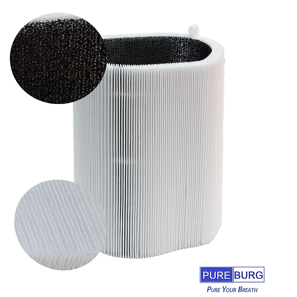 PUREBURG Blue Pure 411 True HEPA Replacement Filters Compatible with Blueair Blue Pure 411 Air Purifiers Part Number SF411PACF102174/100929,H13 Activated Carbon 2-IN-1 Air Clean,2-Pack
