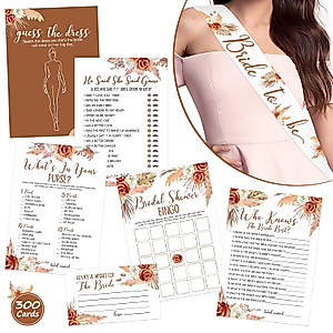 Levfla Boho Bridal Shower Games - Set of 6 (50 pcs Per Game), with Tropical Bohemian Bride to Be Sash + 4 PCS Marker Pens, Suitable for Pampas Bridal Shower, Terracotta Bachelorette Party
