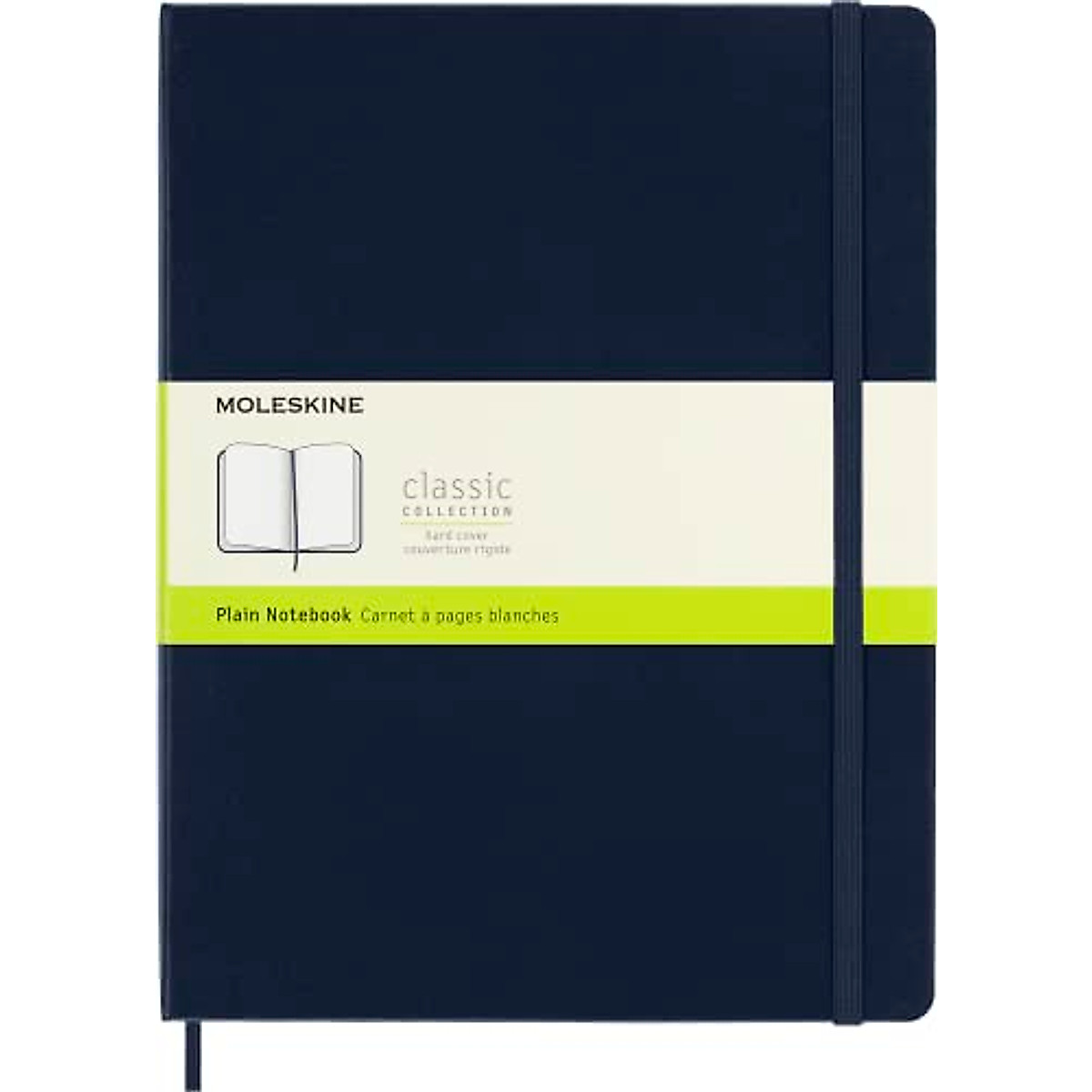 Moleskine Classic Notebook, Hard Cover, XL (7.5" x 9.5") Plain/Blank, Sapphire Blue, 192 Pages