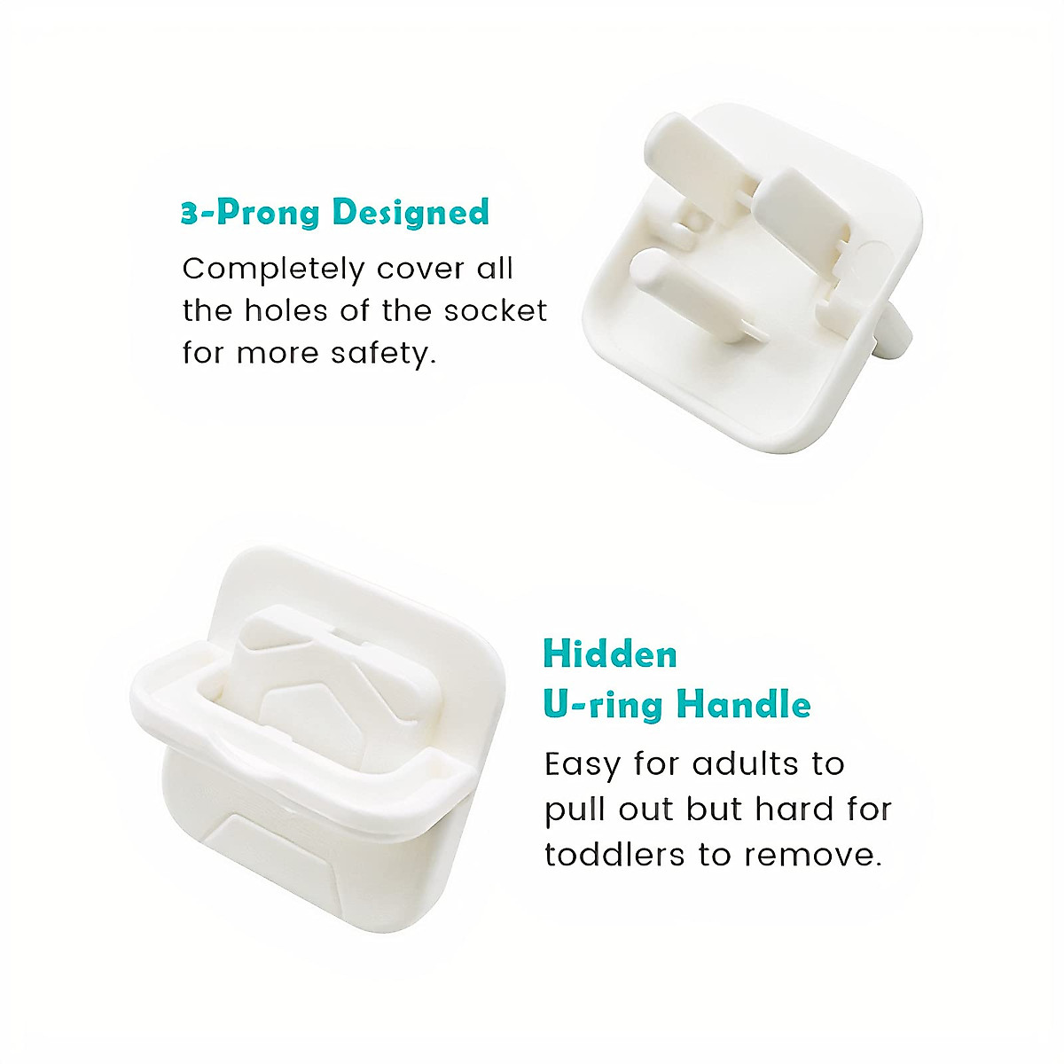Outlet Covers (40 Pack), with Hidden Pull Handle, Baby Proofing Plug Covers, 3-Prong Child Safety Socket Covers, Electrical Outlet Protectors, Kid Proof Outlet Cap (3 Prongs, 40 Pcs)
