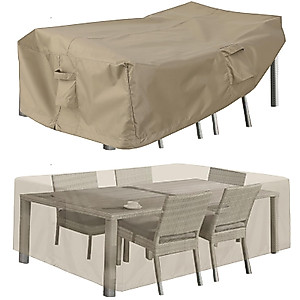 PureFit Patio Furniture Covers, Outdoor Table Furniture Cover Waterproof Rectangle, Patio Sectional Couch Set Cover for Deck, Lawn and Backyard, UV Resistant, 126"L x 63"W x 28"H, Camel