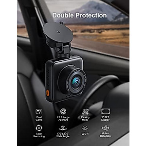 iZEEKER Dash Cam Front and Rear with SD Card 1080P Full HD Car Camera, Dual Dash Camera for Cars with Accident Recording, Parking Monitor, Night Vision, WDR