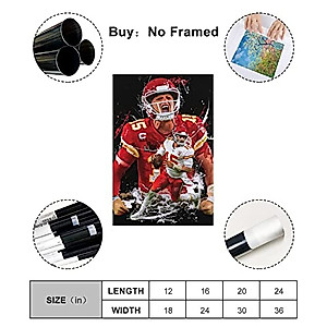 ChicReed Patrick Mahomes Poster Football Picture Canvas Poster Bedroom Decor Sports Landscape Office Room Decor Gift Unframe: 16x24inch(40x60cm)