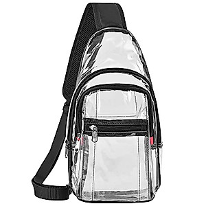 Oraben Clear Backpack Stadium Approved Clear Bag, Small PVC Crossbody Shoulder Backpack Clear Sling Bag Chest Bag for Festivals and Games