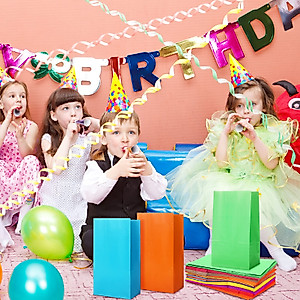 120 Pcs Solid Color Party Favor and Wrapped Treat Bags 12 Colors Goodie Bags Small Gift Bags Paper Bags Candy Bags for Birthday Baby Shower Wedding Crafts and Activities, 5.1 x 3.1 x 9.4 Inch