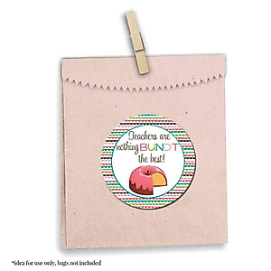 Nothing Bundt The Best Teacher Appreciation Thank You Sticker Labels, 40 2" Party Circle Stickers by AmandaCreation, Great for Envelope Seals & Gift Bags