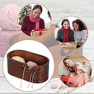 Yarn Bowl Holder - Weaving Thread Bowl, Yarn Storage Bowl | Portable Knitting Yarn Bowl, Wooden Yarn Storage Dispenser, Crochet Yarn Container for Knitting, Crocheting and Macrame, 11.2x6.1x4.7in