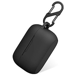 Aotao Silicone Case for Jabra Elite 75t & Jabra Elite Active 75t, Soft and Flexible, Scratch/Shock Resistant Cover with Carabiner for Jabra 75t Earbuds (Elite 75t, Black)