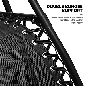 MoNiBloom 2 Pack Patio Zero Gravity Chair Outdoor Folding Adjustable Reclining Black Chairs Pool Side Beach Lawn Lounge Chair with Pillow and Cup Holder, 330lbs Capacity, Black