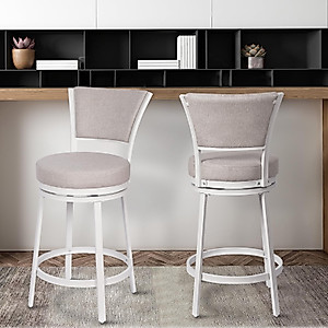 FLYZC Bar Stools, Swivel Bar Stools with Back, 25" Counter Height Bar Stools Set of 2, Round Swivel Counter Stools Bar Chair with Backrest, Stools for Kitchen Counter Island Bar