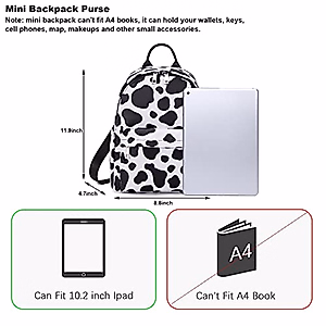 Girls Mini Backpack, Small Backpacks Purse for Women Teens Kids School Travel (Cow Print)