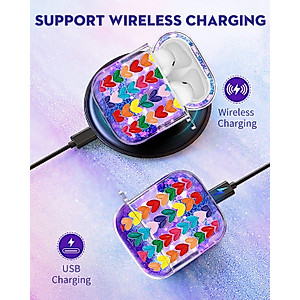 Kokaaee for Airpod Case 2nd & 1st Generation Cover Kawaii Funda Cute Aesthetic Girl Women Protector Liquid Glitter Bling Sparkly Heart Design Estuche Keychain Y2K Girly for Apple Air Pod 1/2 Gen