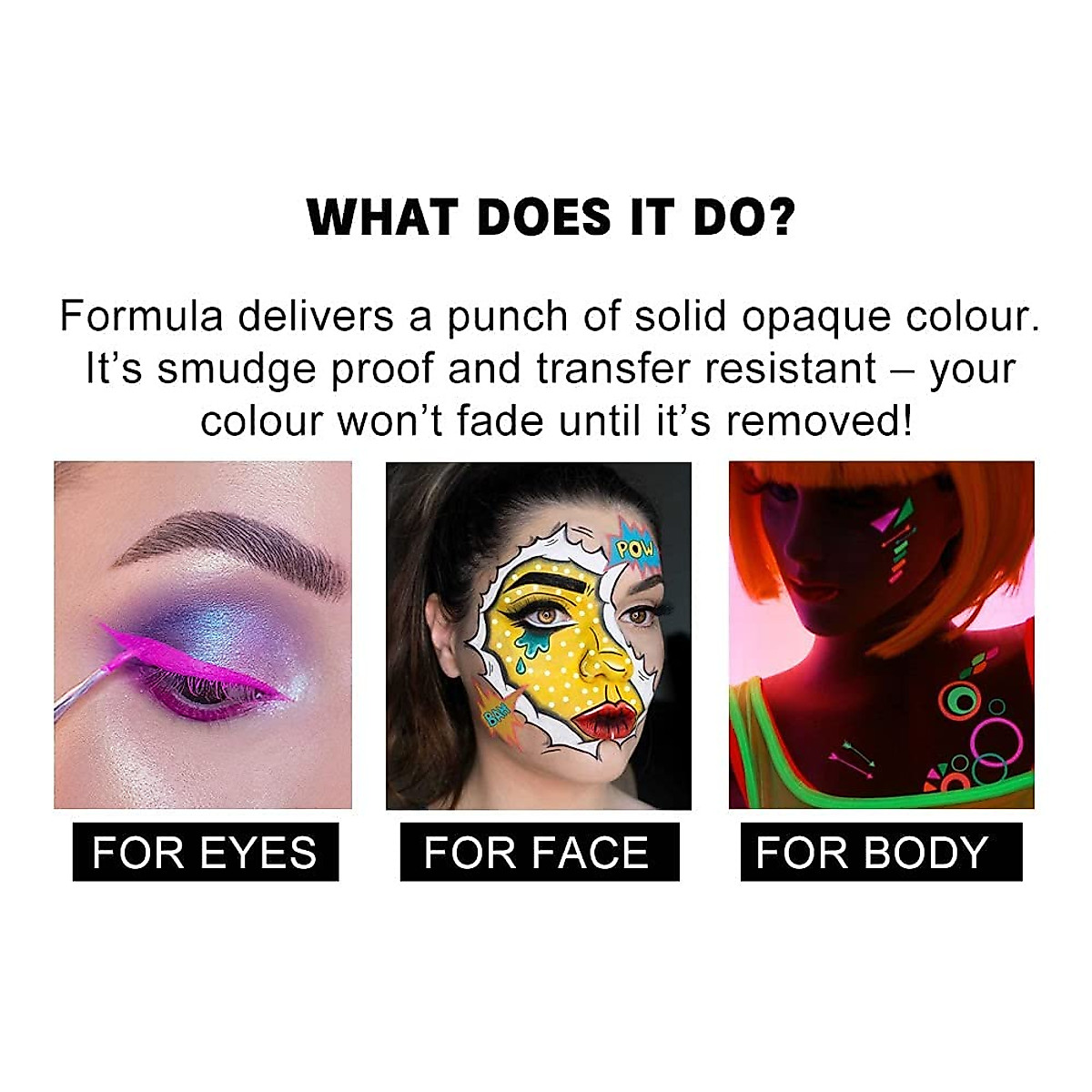 2 Pack Neon Makeup Palette Set Rainbow Colorful UV Body Paint Waterproof Smudgeproof Eyeliner Eyeshadow Face Painting Black Light Glow Fluorescent Kit for Halloween Party Makeup