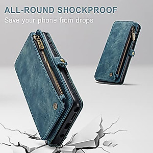 Defencase Moto G Stylus 5G Case (2021), Moto G Stylus 5G Case Wallet for Women Men, Durable PU Leather Magnetic Flip Strap Zipper Card Holder Phone Case for Motorola Moto G Stylus 5G, Blue-Green