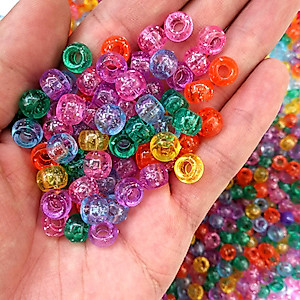 Amaney 500 Pieces 6x9mm Mixed Colors Glitter Transparent Mix Plastic Pony Beads