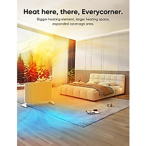 Ballu Infrared Panel Space Heaters,Room Heater for Indoor Use with Thermostat,Remote,24h Timer,Eco,Portable Standing and Wall Mount,1500W Electric Heaters for Indoor Use Large Room