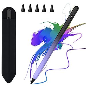 Stylus Pen for iPad 2018-2023, 15mins Fast Charge Apple Pencil for iPad 9th&10th Generation, Apple iPad Pro 11&12.9", iPad 8/7/6th Gen, iPad Air 3rd/4/5th Gen, iPad Mini 5/6th Gen (Black Purple)