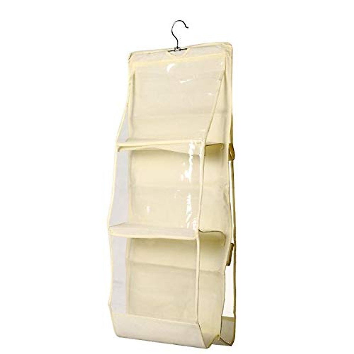 N/V PIKACHENG Hanging Handbag Purse Organizer, Homewares Nonwoven 6Pockets Hanging Closet Storage Bag,Transparent Dust-Proof Wardrobe Closet Storage Bag (Light Yellow)