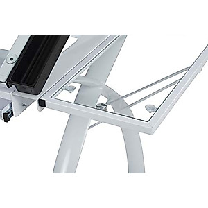 SD Studio Designs 10096 Futura Station with Folding Shelf Top Adjustable Drafting Craft Drawing Hobby Table Writing Studio Desk with Drawer, 35.5'' W x 23.75'' D, White/Clear Glass