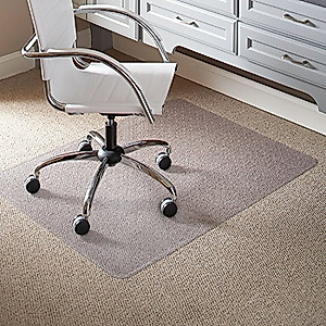 Chair Mat for Medium Pile Carpet, 60"x72" Rectangle, Clear Vinyl Beveled Edge, Clear