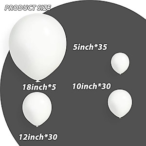 White Balloon Garland Arch Kit 100 Pack 18/12/10/5 Inch Matte White Latex Balloons Different Sizes Party Balloon for Baby Shower Wedding Engagement Christmas Graduation Birthday Party Decorations