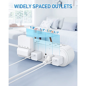 PD 40W USB C Power Strip Surge Protector, 10 Outlets and 6 USB Ports, Flat Plug Desktop USB C Super Fast Charging Station QC 18W Power Bar with 6ft Extension Cord for Home/Office, 1875W/15A, 4500J