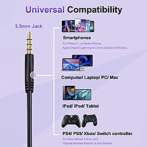 Replacement Audio Cable for Bose Headphones Cord Wire 3.5mm to 2.5mm Compatible with Bose 700 Quietcomfort QC25 QC35 QC35II QC45 OE2 OE2i SoundTrue JBL Tune 710BT with in-line Mic & Volume Control