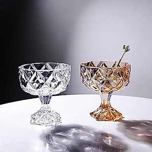 KALWEL,Dessert Cups,Trifle Bowl Glass,Dessert Bowls,Clear Glass Bowls,Clear Dessert Cups,Footed Bowl,Dessert Cups With Spoons,280ml,Suitable For Sherbet Sandwiches, Fruits, Salads, Snacks, Cocktails