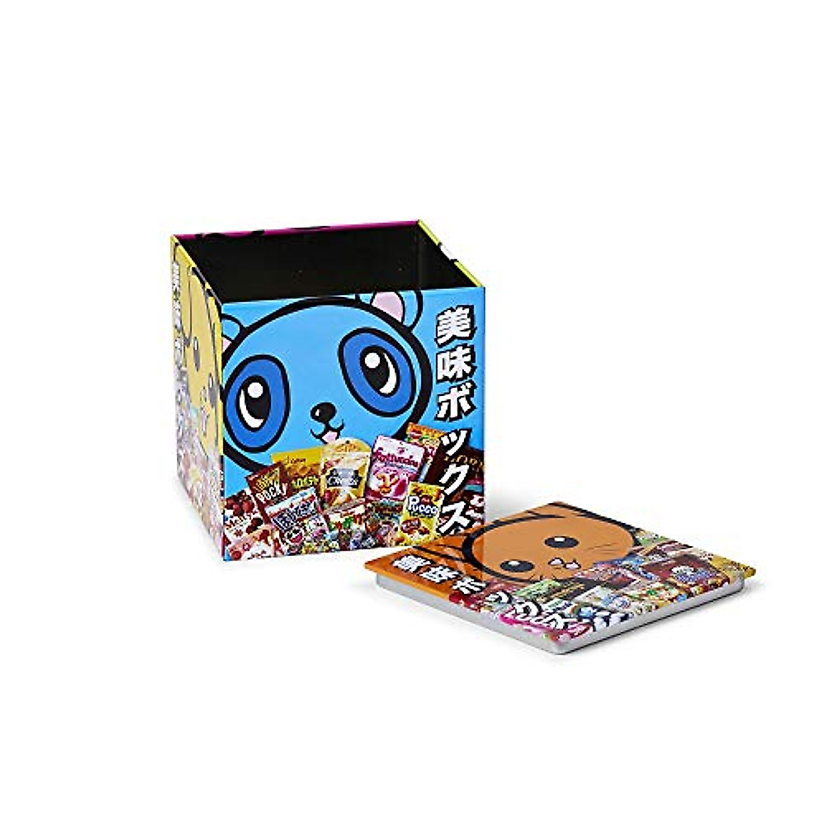 Dagashi Japanese Anime Otaku Snacks Tin Storage Box - 4x4-Inch Metal Novelty Stash Container With Pop Top Lid - Decorative Organizer Holder Cube Canister