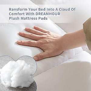 DREAMHOUR King Size Mattress Pad Thick Breathable Mattress Topper Soft Quilted Fitted Mattress Cover with Deep Pocket Fits 8-18 Inch (78x80 Inches,White)