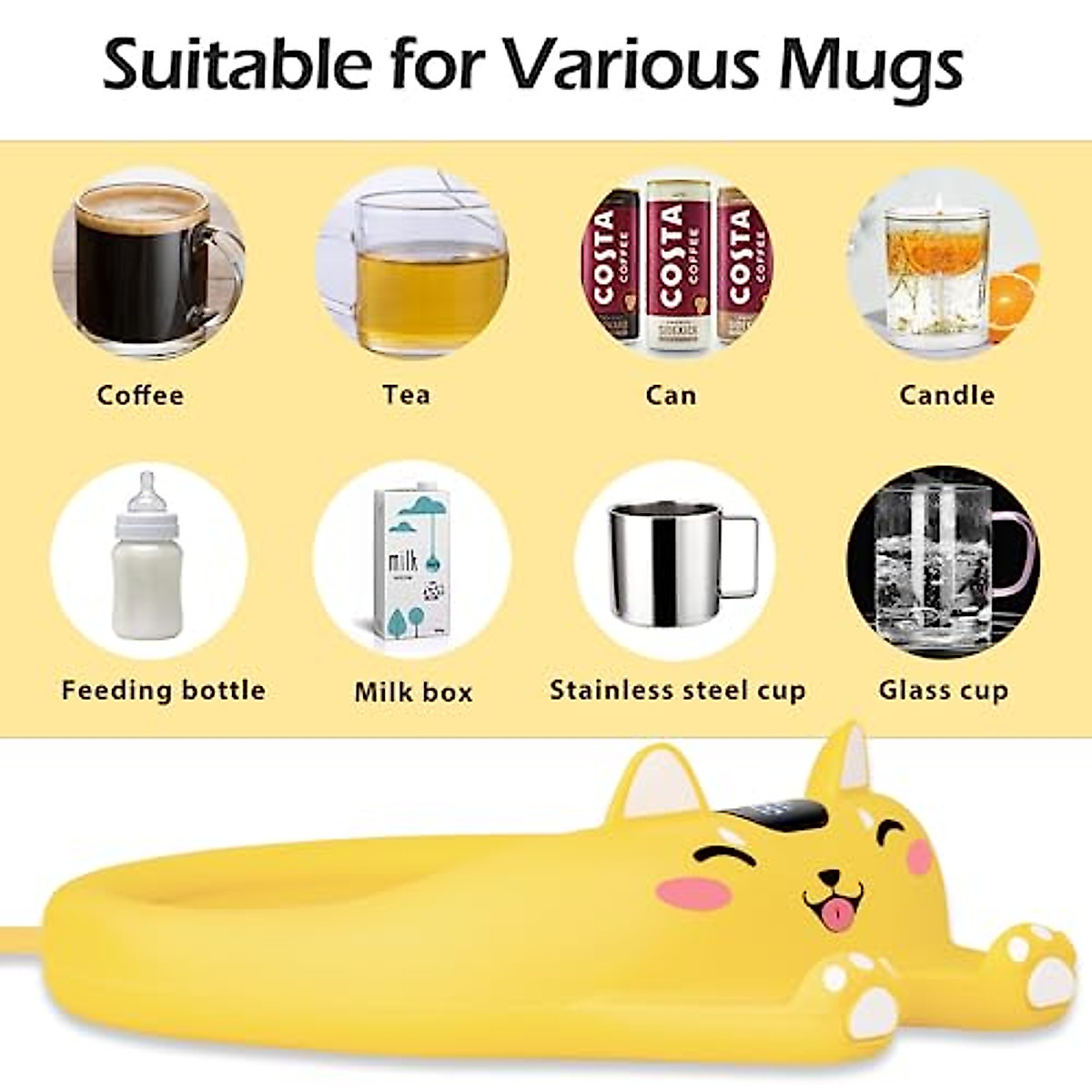 PUSEE Mug Warmer,Coffee Warmer for Desk Coffee Cup Warmer Auto Shut Off,Smart Candle Warmer with 3 Temp Settings,Electric Beverage Warmer Plate for Coffee,Cocoa,Tea,Water and Milk (Not Include Cup)