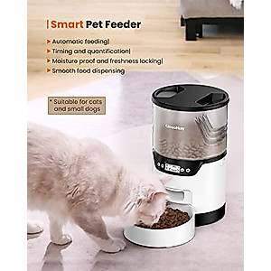 Automatic Cat Feeder, Timed Cat Feeder with Adjustable Feeding Schedule, Cat Dry Food Dispenser, GIOTOHUN pet feeders with Desiccant Bag, 1-4 Meals Per Day, 10s Voice Recorder, Dual Power Supply